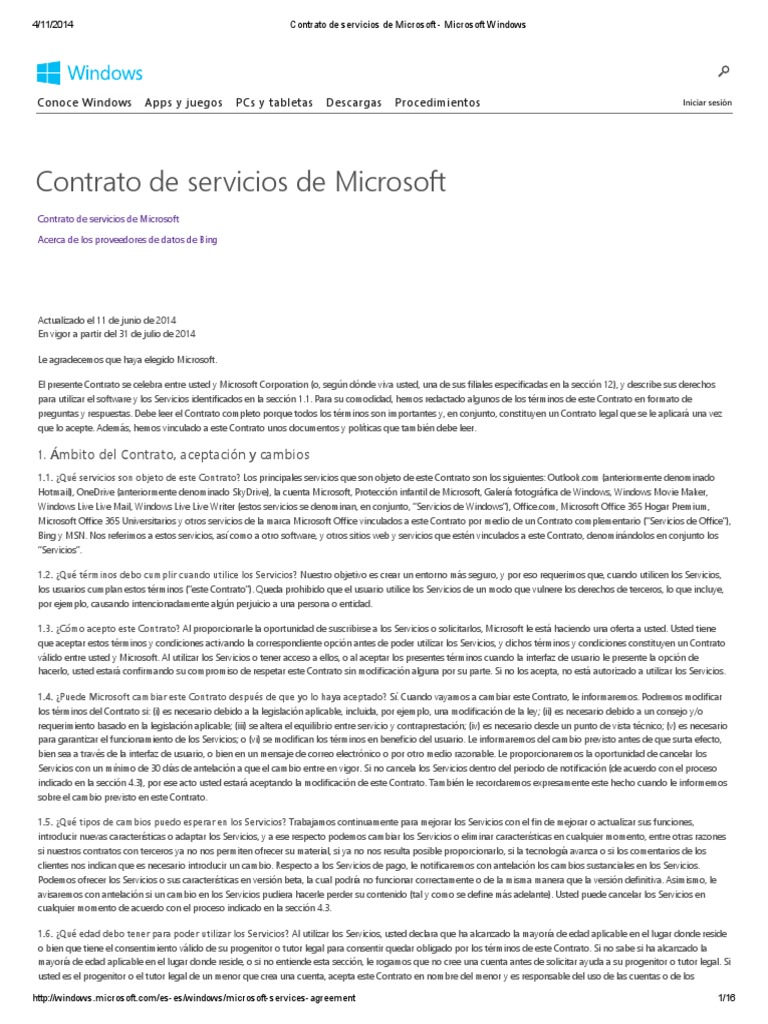 Contrato de Servicios de Microsoft | PDF | Gestión de derechos ...