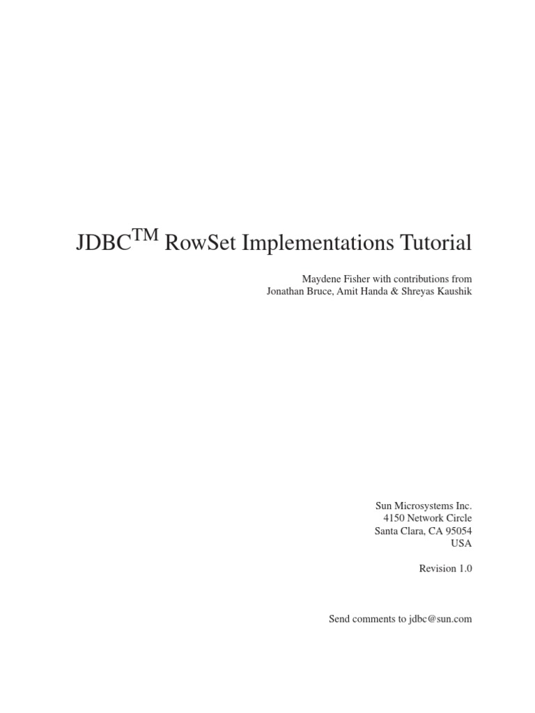 JDBC TM RowSet Implementations Tutorial | PDF JDBC TM RowSet Implementations Tutorial | PDF