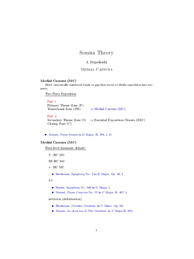 Understanding Medial Caesura in Sonata | PDF | Opus Number | Music