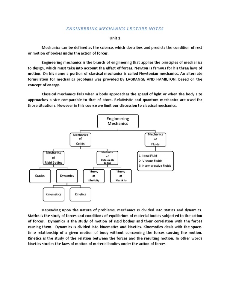 Engineering Mechanics Lecture Notes | PDF