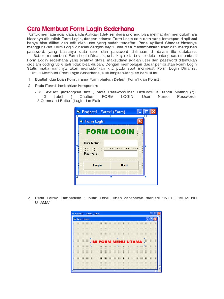 Cara Membuat Form Login Sederhana | PDF