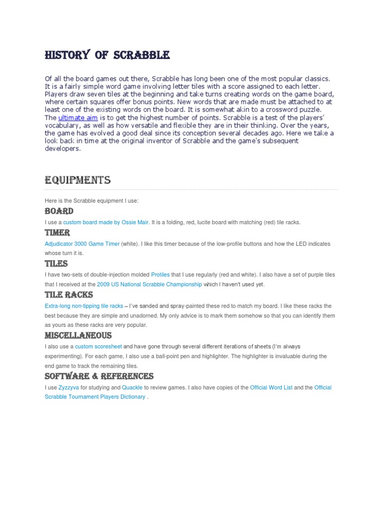 History of Scrabble | PDF | Chess | Board Games