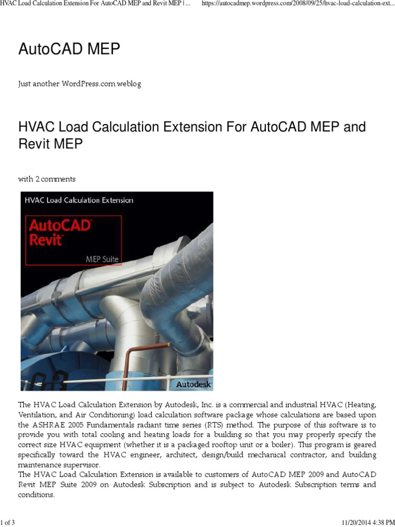 HVAC Load Calculation Extension For AutoCAD MEP and Revit MEP | PDF ...
