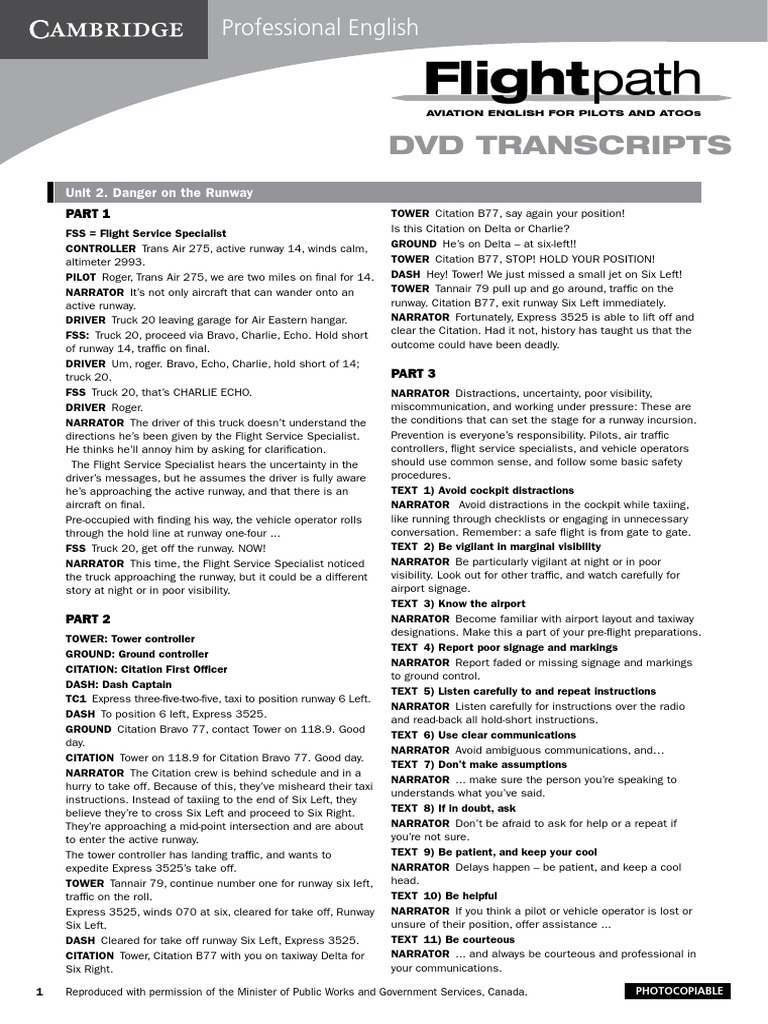 Flightpath DVD Transcripts Final | PDF | Air Traffic Control | Airport