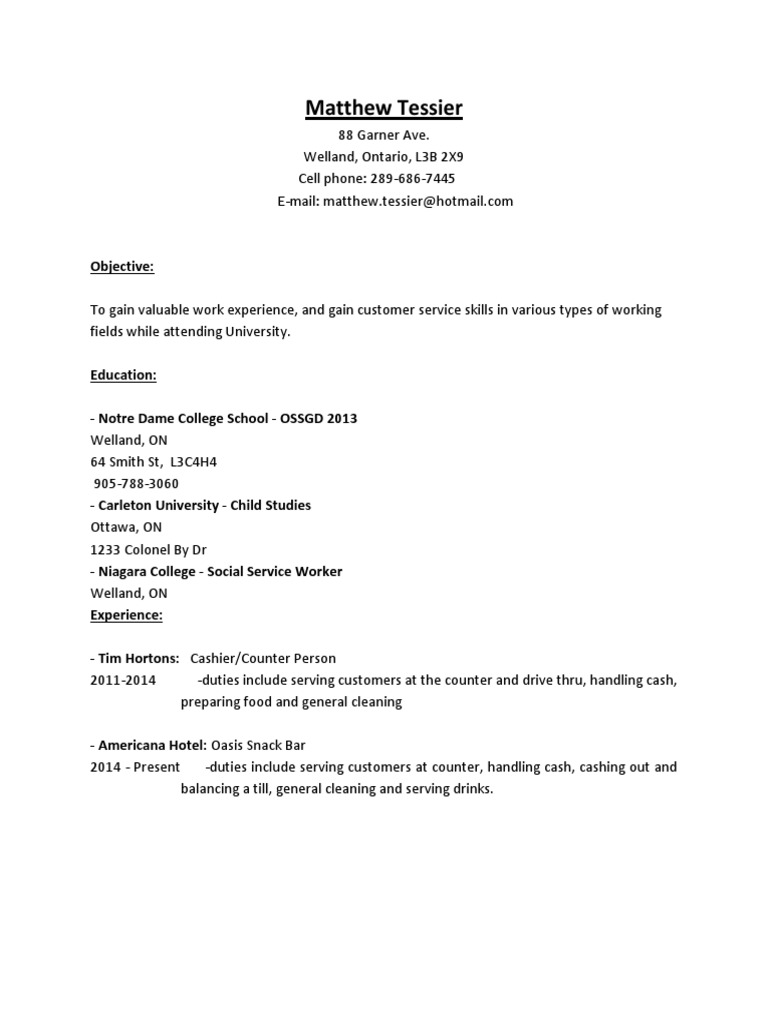 Matthew Tessier's Resume and Experience | PDF