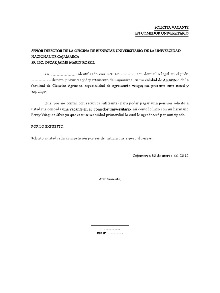 Solicitud Comedor | PDF | Derecho