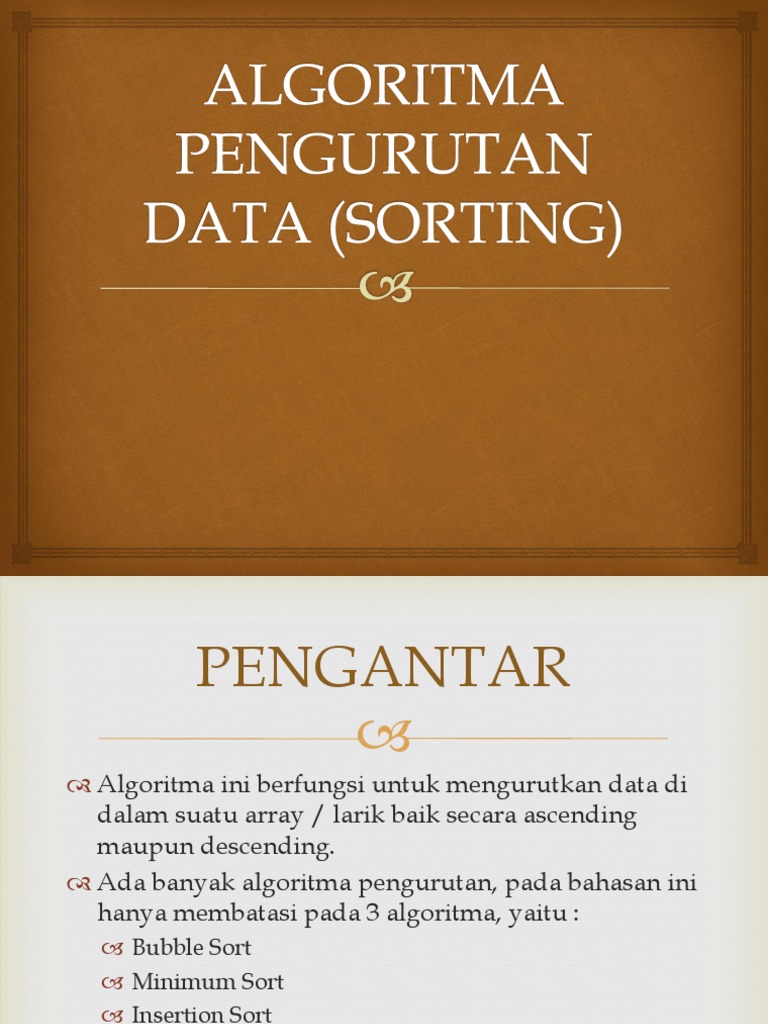 Algoritma Pengurutan Data (Sorting) | PDF | Metode & Bahan Ajar | Komputer