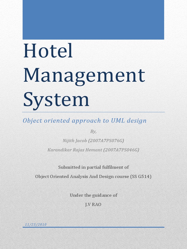UML Diagrams for Hotel Management System | PDF | Method (Computer ...