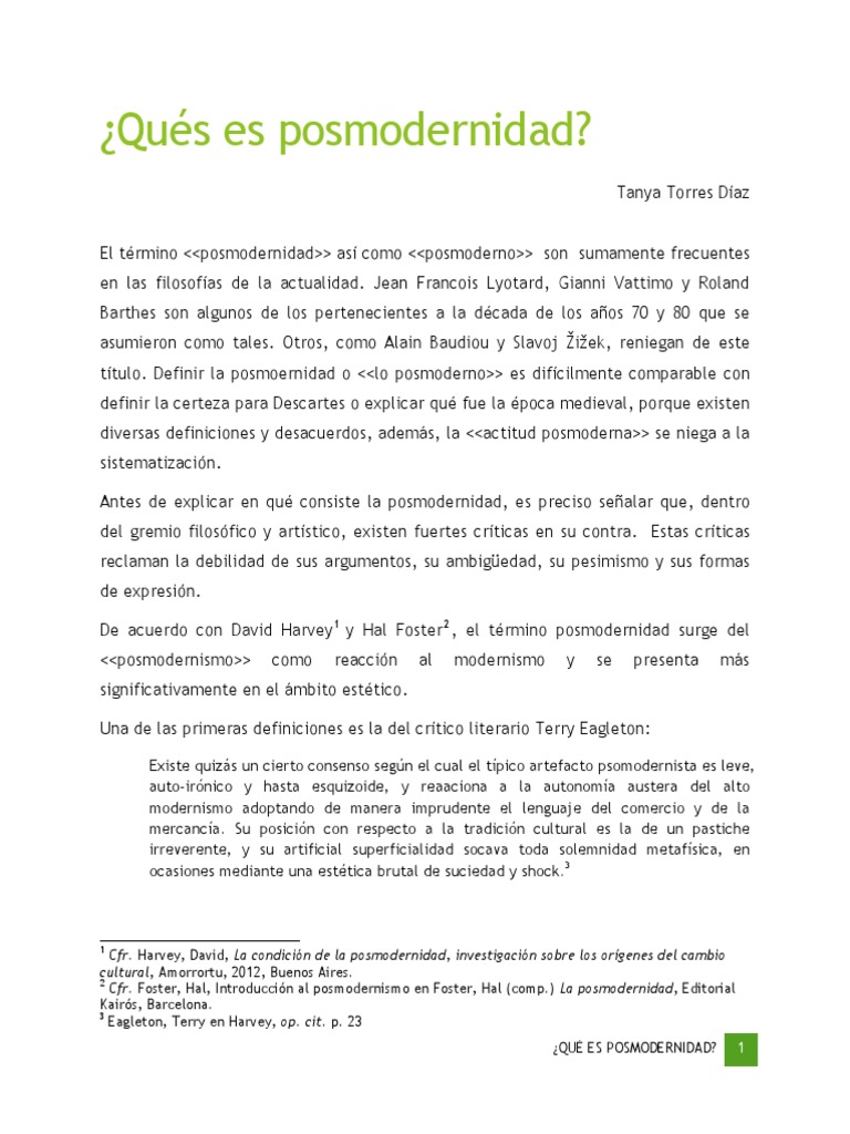 Qué Es Posmodernidad | PDF | Estética | Friedrich Nietzsche
