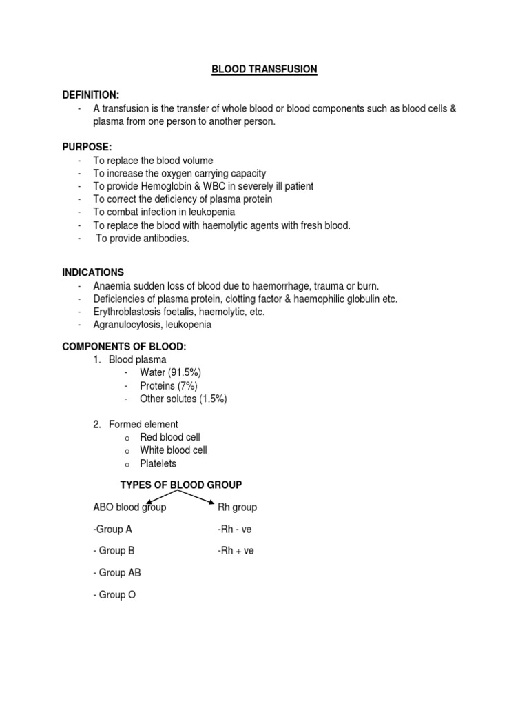 Blood Transfusion Procedure Checklist | PDF | Blood Transfusion | Blood ...