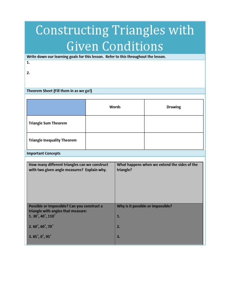 Guided Notes for Triangle Construction | PDF
