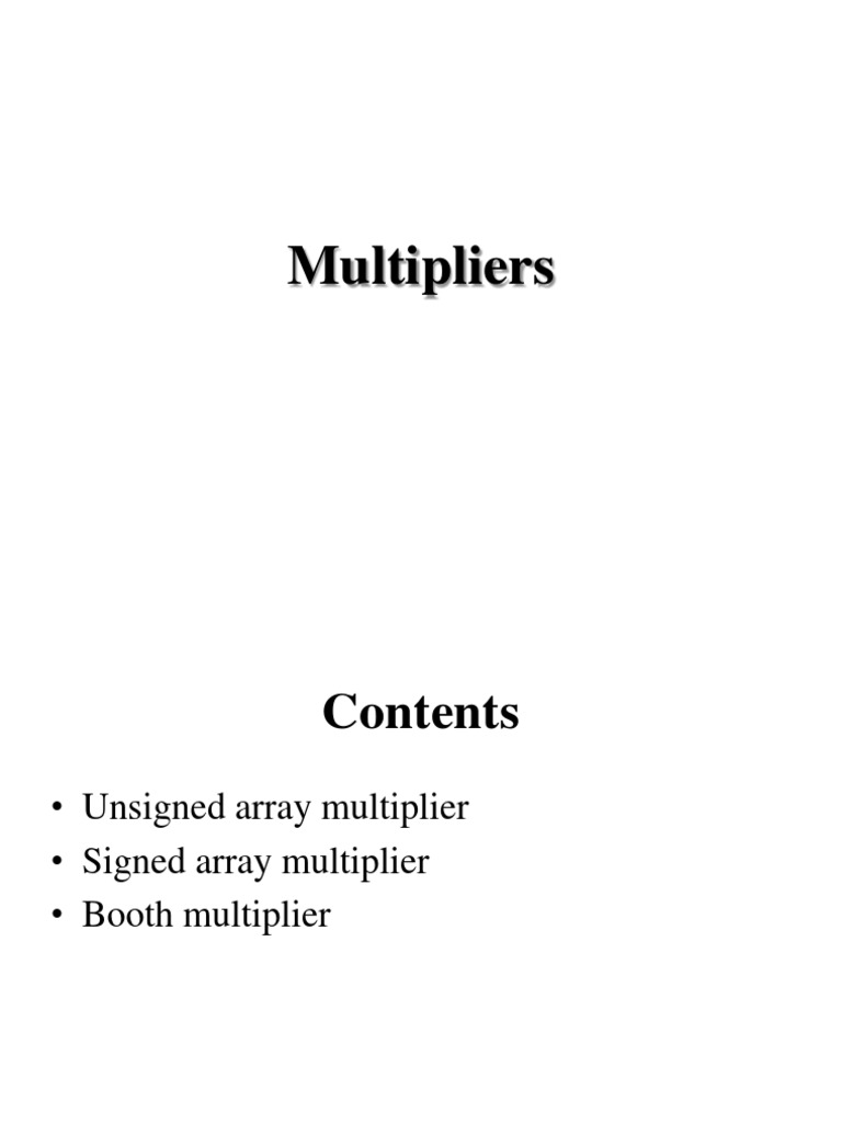 Circuit Design and Implementation Techniques for Array Multipliers | PDF | Multiplication ...