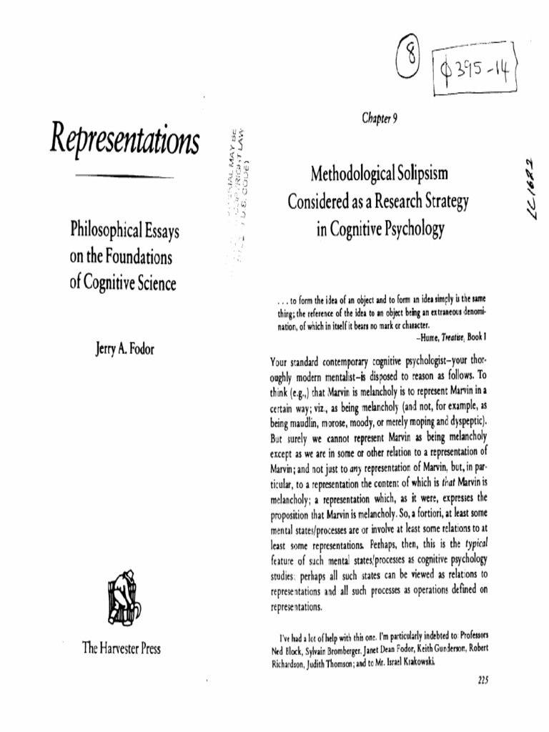 (Ebook) (Philosophy of Mind) Jerry A. Fodor - Methodological Solipsism ...