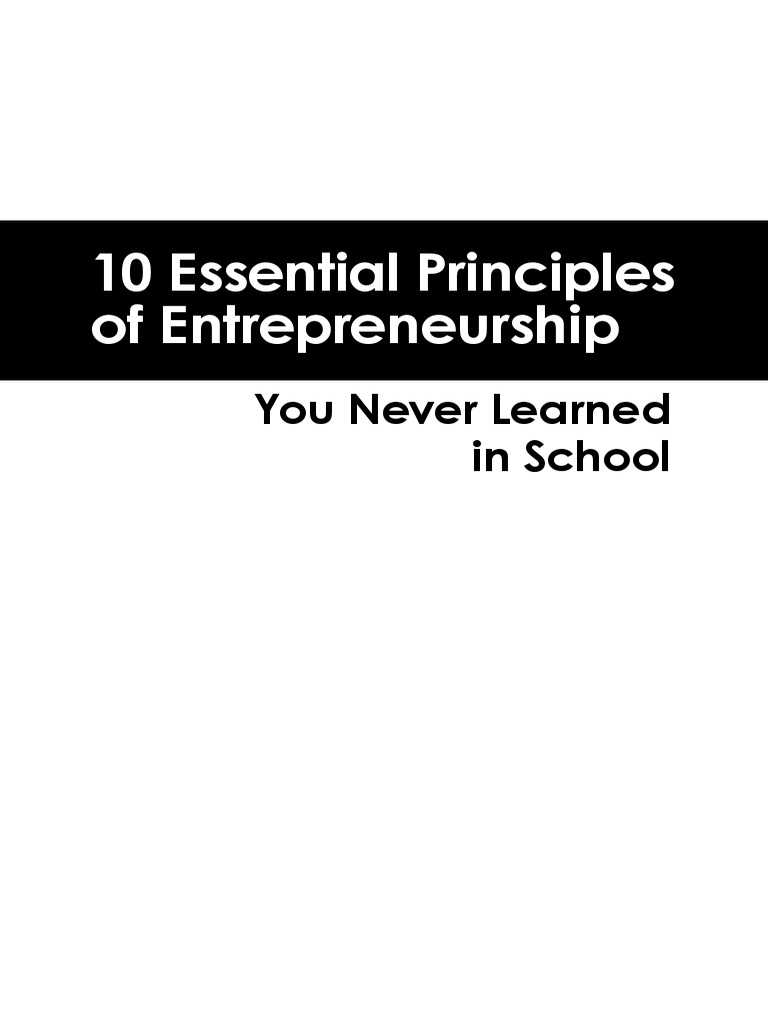 10 Principles of Entrepreneurship | Entrepreneurship | Mentorship