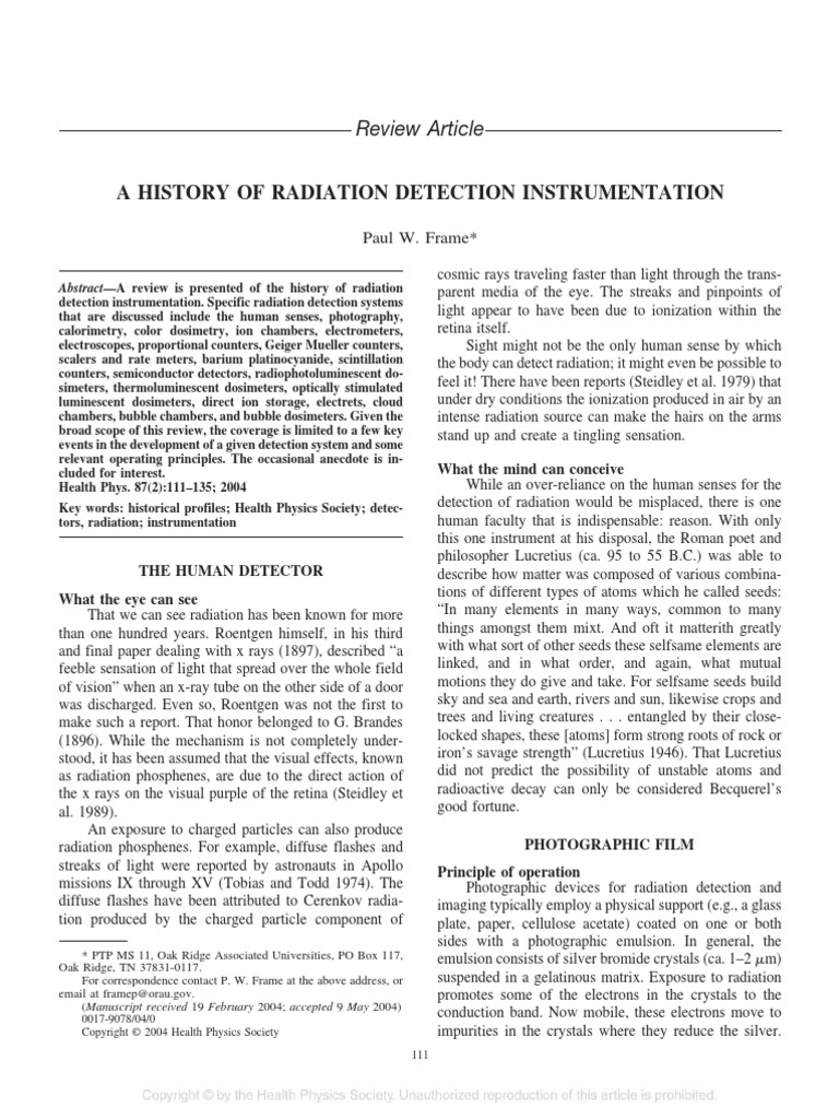 History of Radiation Detectors | PDF | X Ray | Vacuum Tube