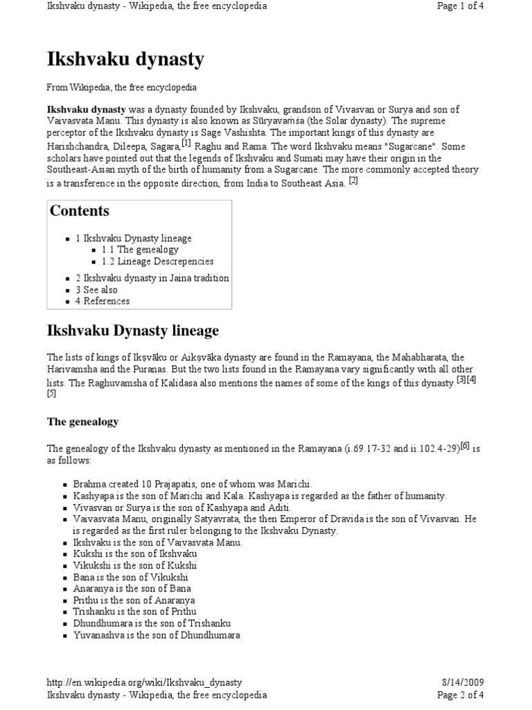 Lineage Ikshvaku Dynasty | PDF | Indian Religious Texts | Sanskrit ...