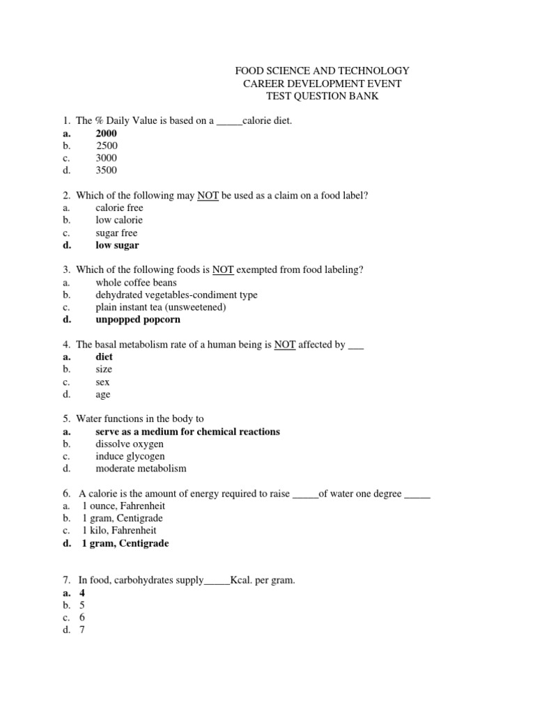 Food Science Question Bank | PDF | Carbohydrates | Foods
