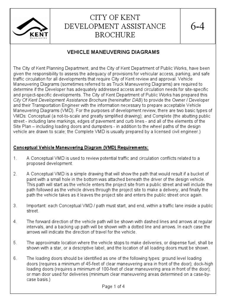 City of Kent Development Assistance Brochure: Vehicle Maneuvering ...