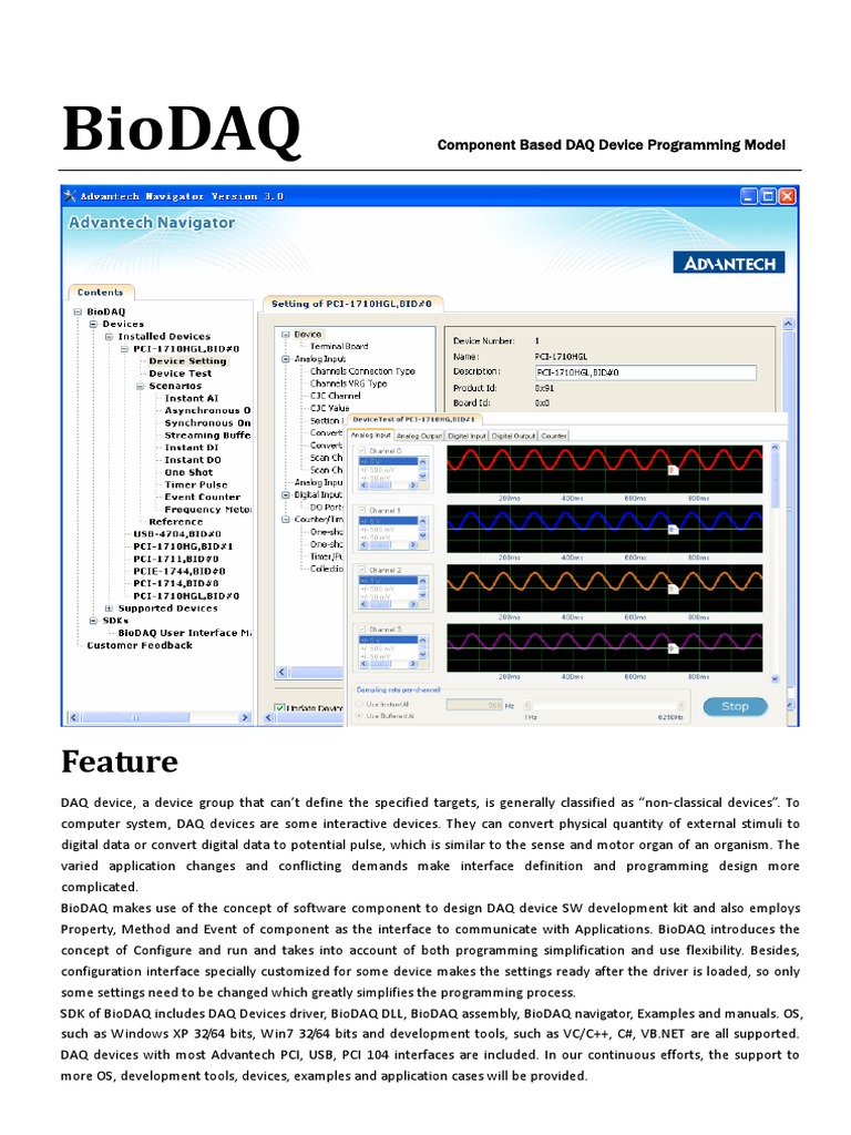 BioDAQ Overview | PDF | Device Driver | Graphical User Interfaces