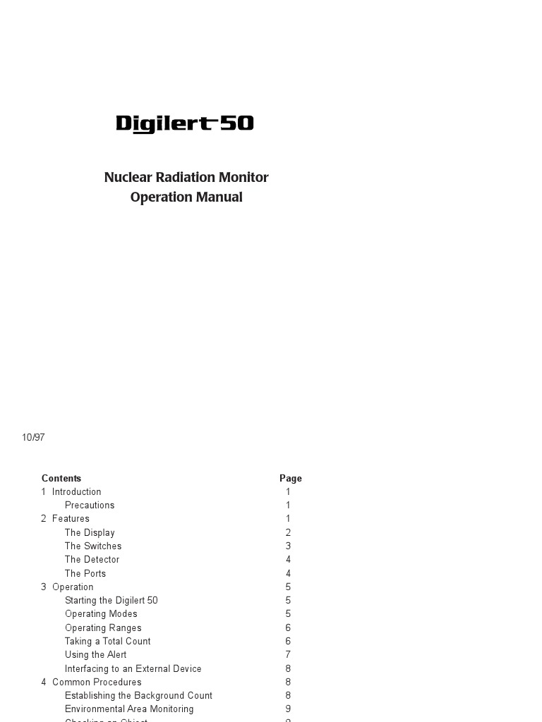 Digilert 50 Radiation Monitor Guide | PDF | Gamma Ray | Radioactive Decay