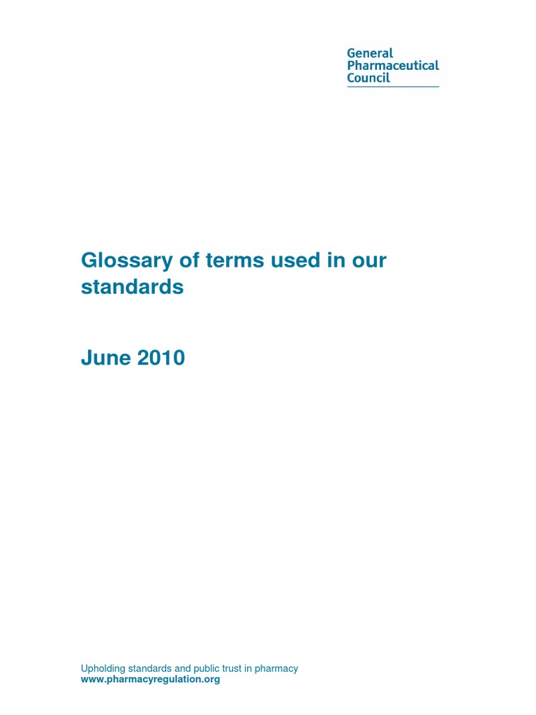Glossary of Terms Used in GPHC Standards Feb 2012 | PDF | Pharmacy ...