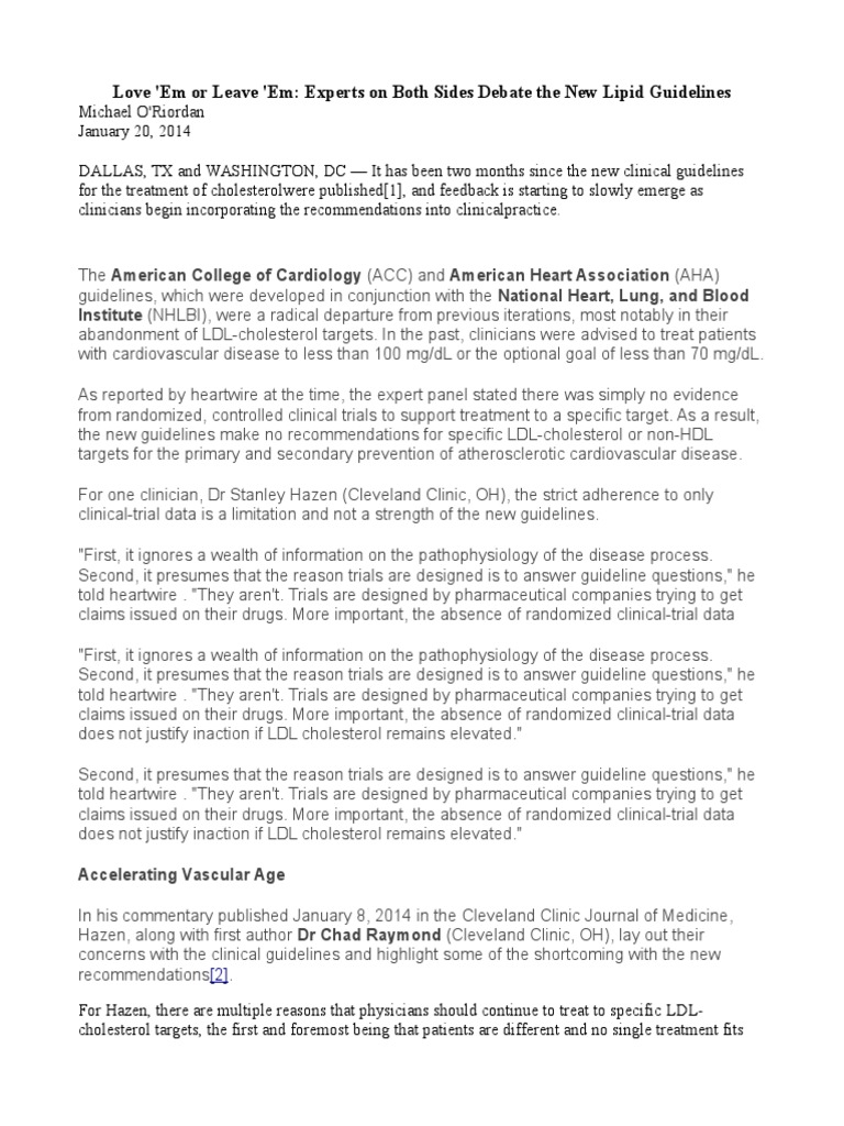 Lipid Guidelines | PDF | Statin | Low Density Lipoprotein