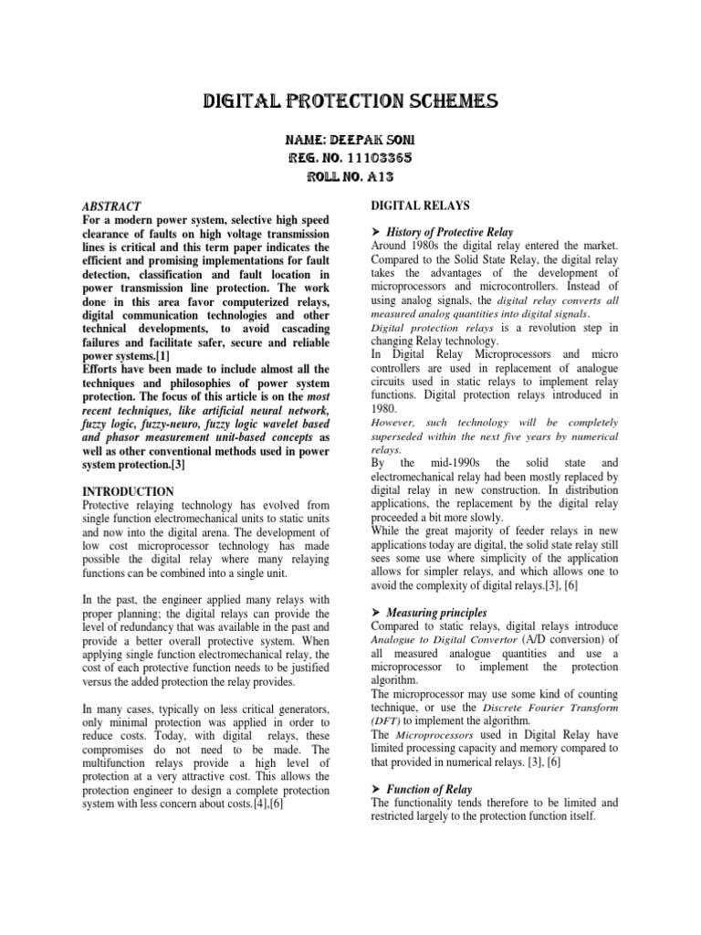 Digital Protection Schemes | PDF | Programmable Logic Controller ...