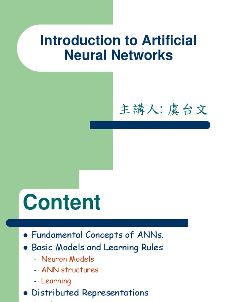 Lecture1 Introduction To ANN | PDF | Artificial Neural Network | Systems Theory