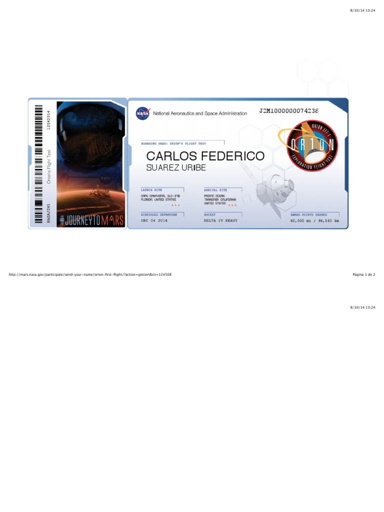 Send Your Name to Mars Certificate | PDF
