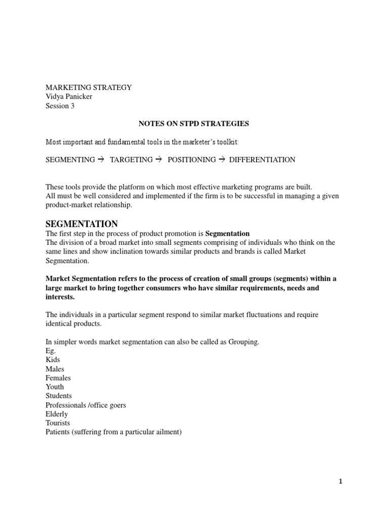 Marketing Strategy STPD | PDF | Market Segmentation | Target Audience