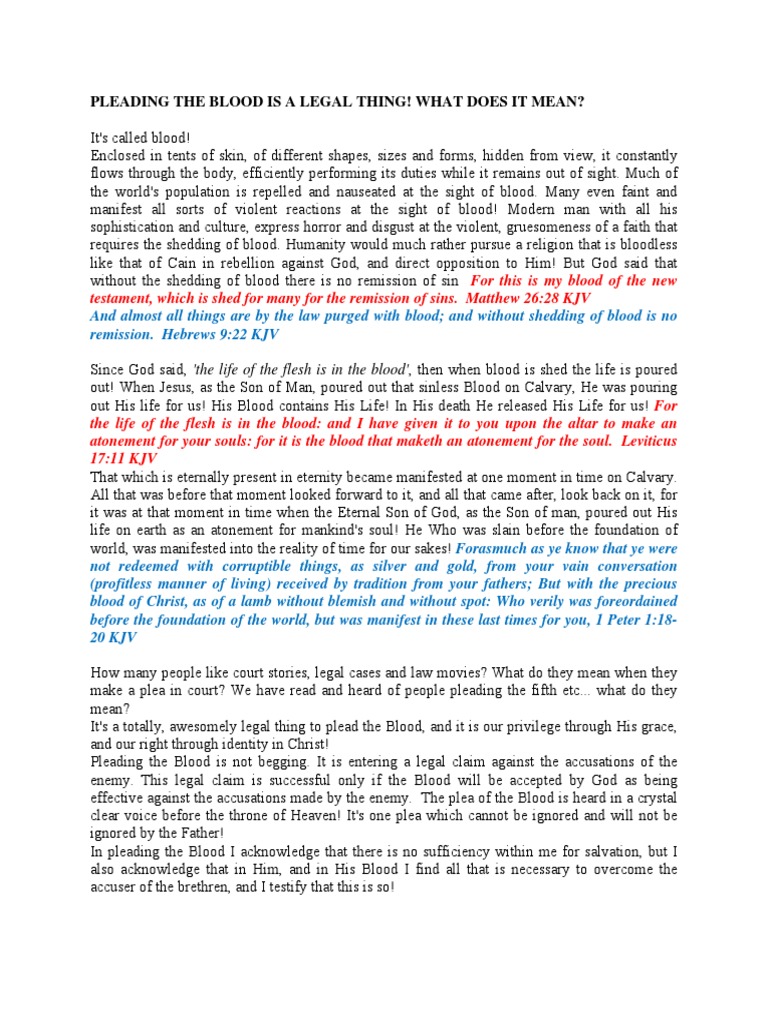 Pleading The Blood Is A Legal Thing! | PDF | Devil | Jesus