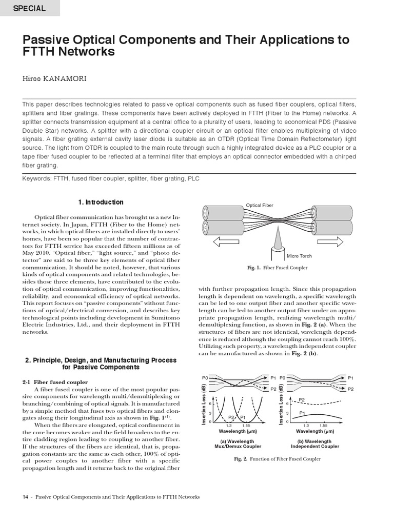 Passive Optical Components and Their Applications To FTTH Networks ...