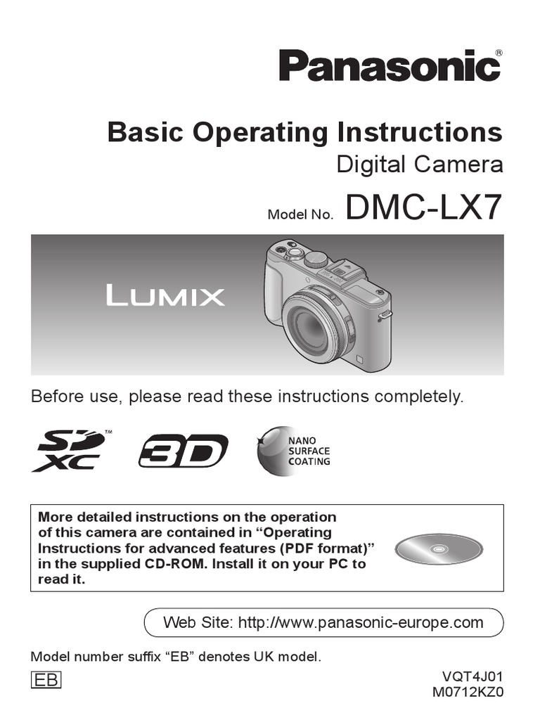 Panasonic Lumix LX7 Manual | PDF | Shutter Speed | Shutter (Photography)
