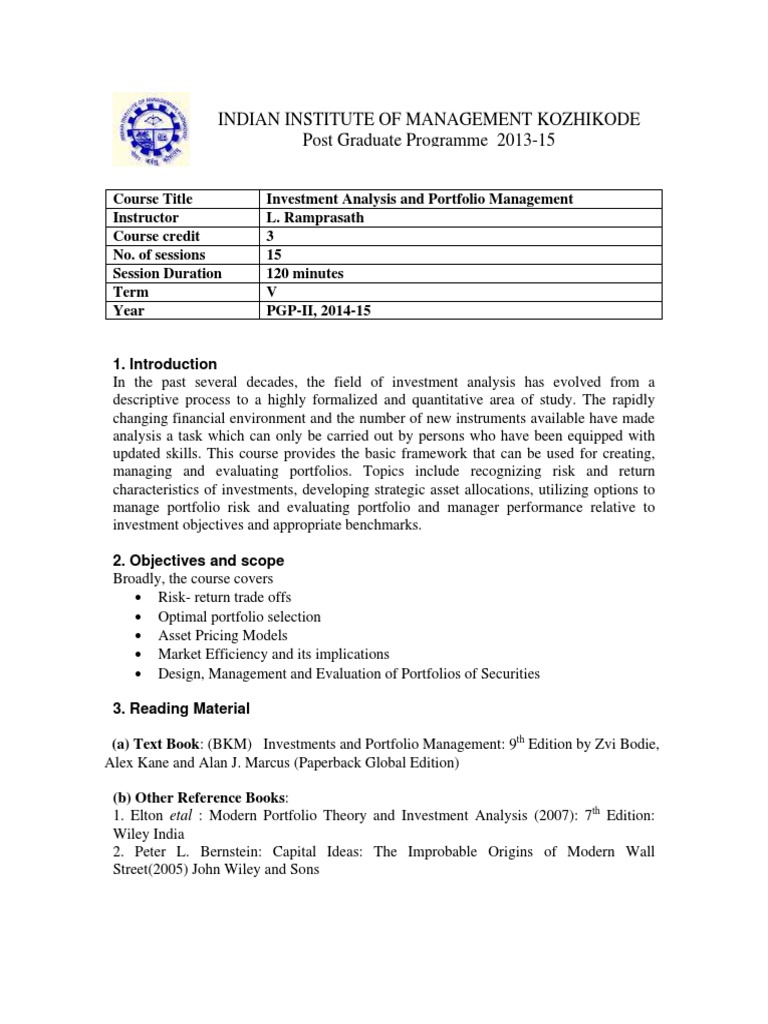 Iapm Course Outline Updated | PDF | Economics | Business Economics