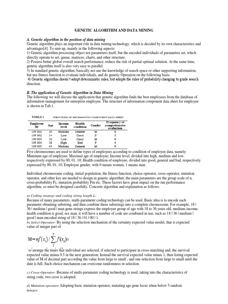 Genetic Algorithm and Data Mining | PDF | Genetic Algorithm | Fitness ...