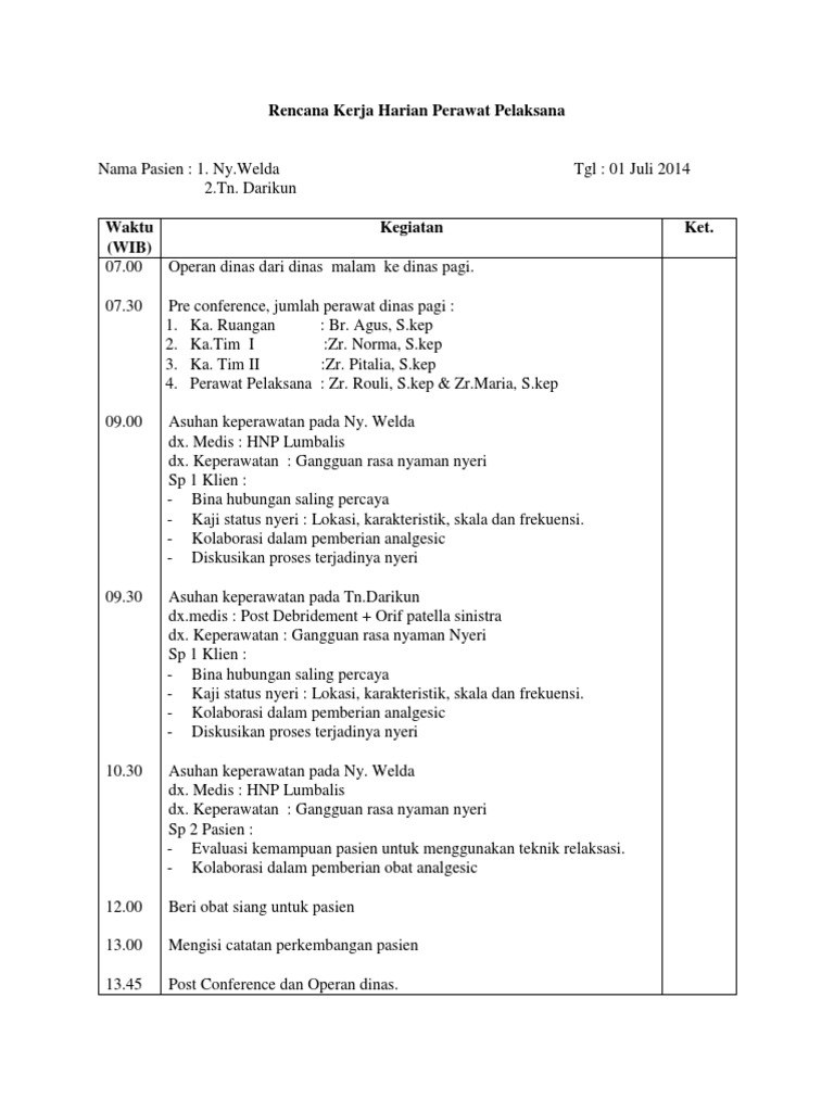 Rencana Kerja Harian | PDF