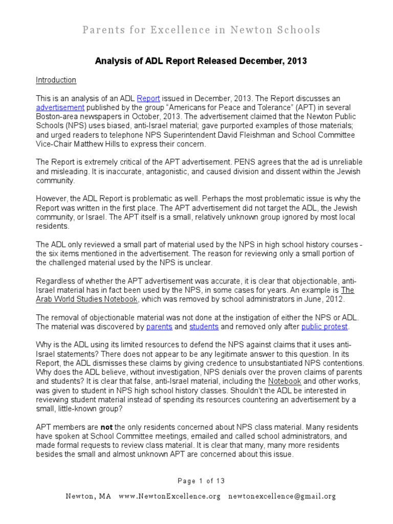 Analysis of ADL Report | PDF | Anti Defamation League | Israeli ...
