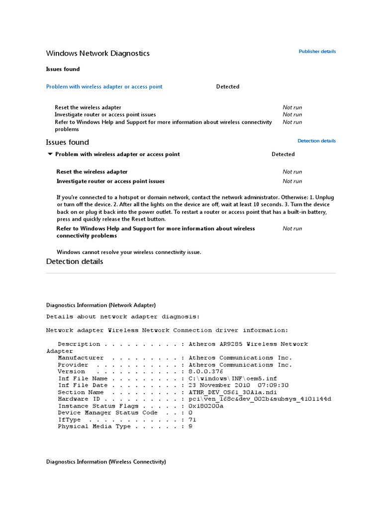 Windows Network Diagnostics | PDF | Wireless Access Point | Mobile ...