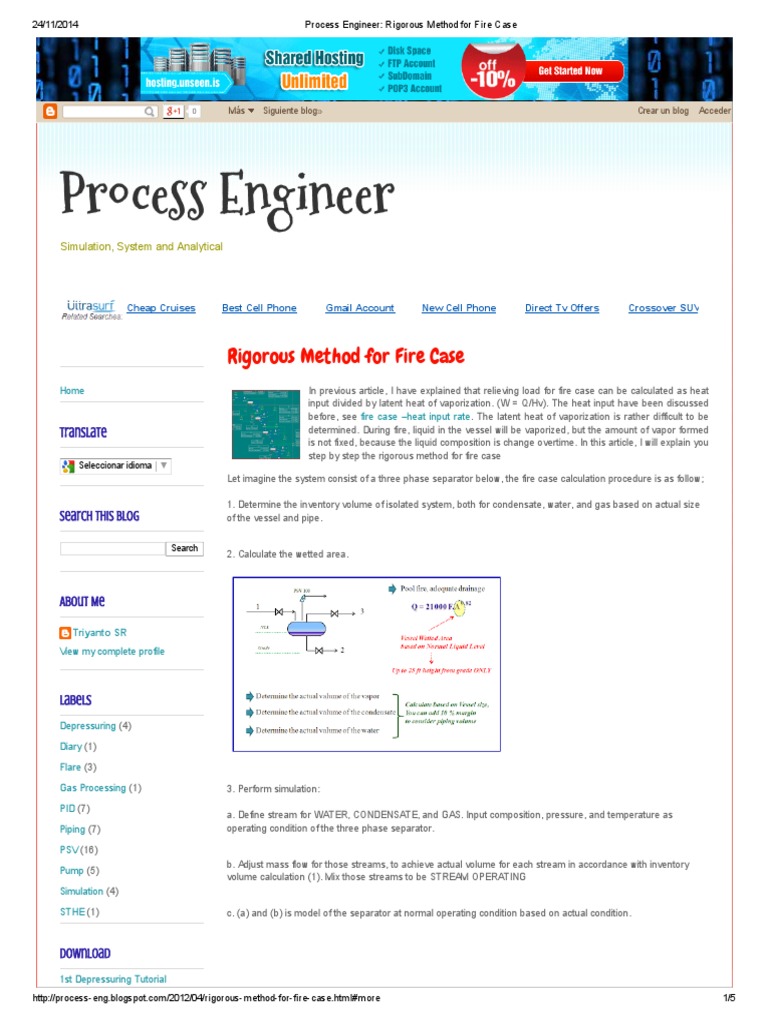 Rigorous Method For Fire Case (Process Engineer) | PDF | Heat | Gases