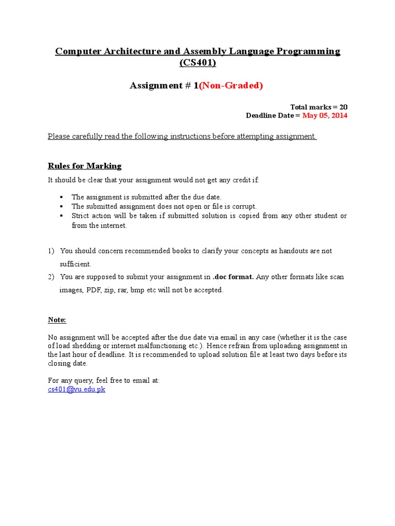CS401 1 Solution File | Download Free PDF | Assembly Language | Computer Hardware