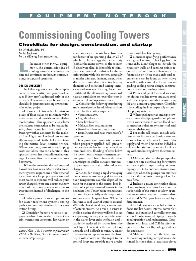 Commissioning Cooling Towers | PDF | Pump | Hvac