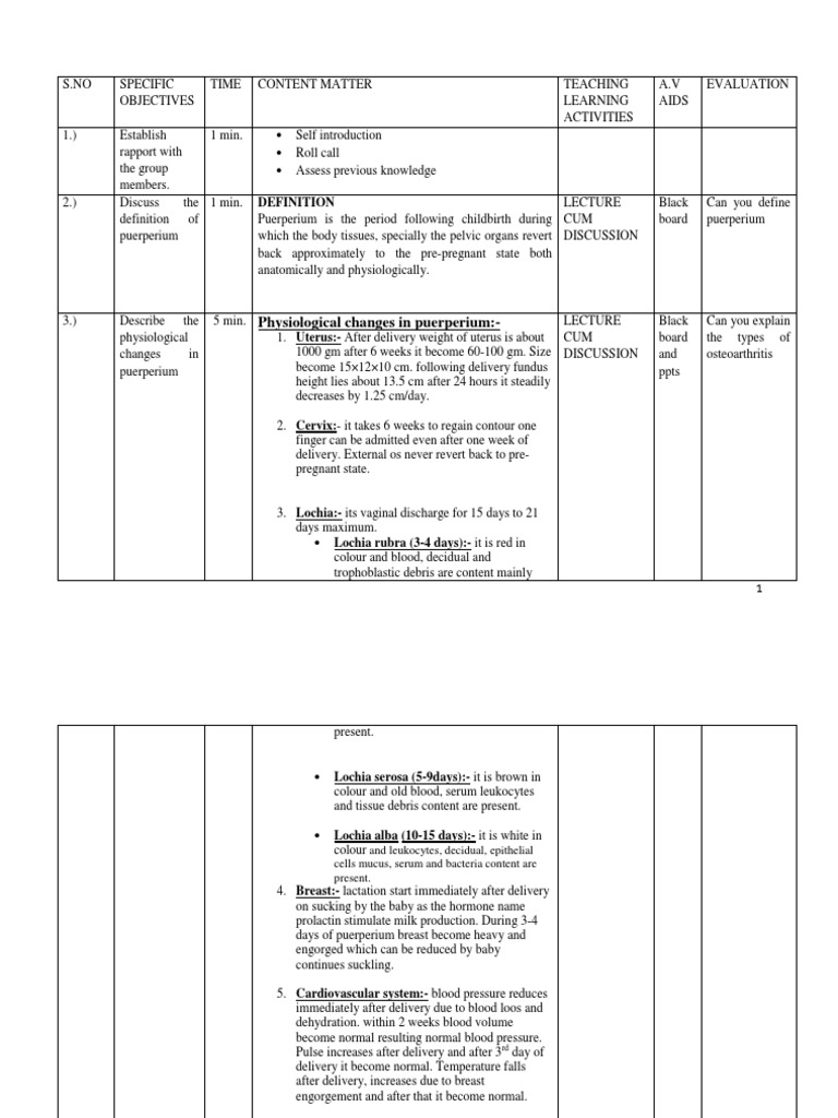 Physiological Changes in Puerperium | PDF | Postpartum Period ...