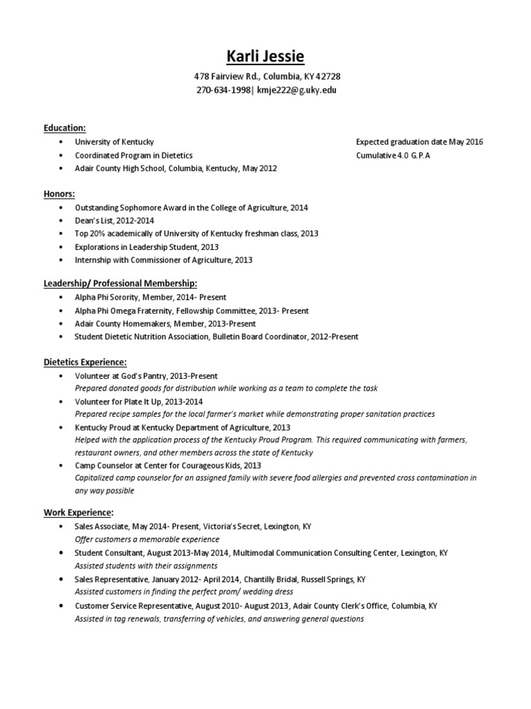 Resume For Class | PDF | Wellness