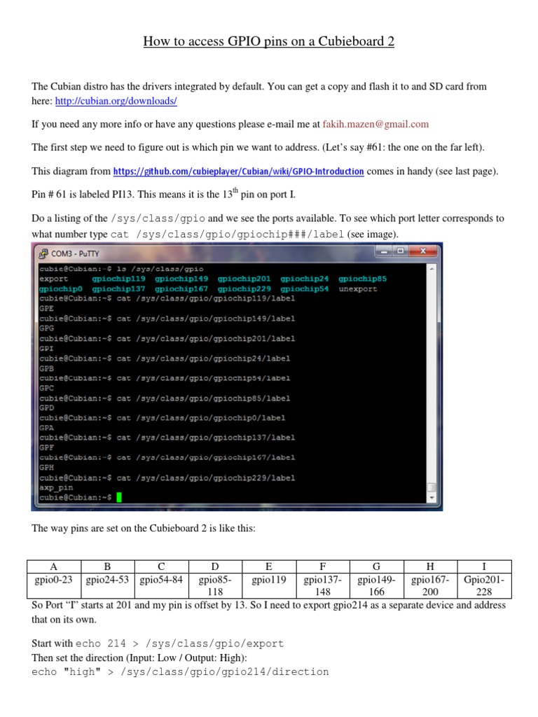 Accessing GPIO Pins on Cubieboard 2 | PDF | Electronics | Digital ...