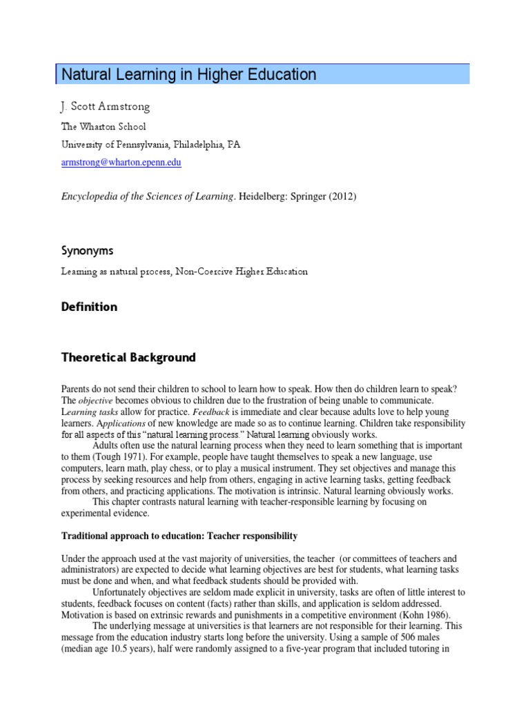 Natural Learning Final-Clean | PDF | Educational Assessment | Learning