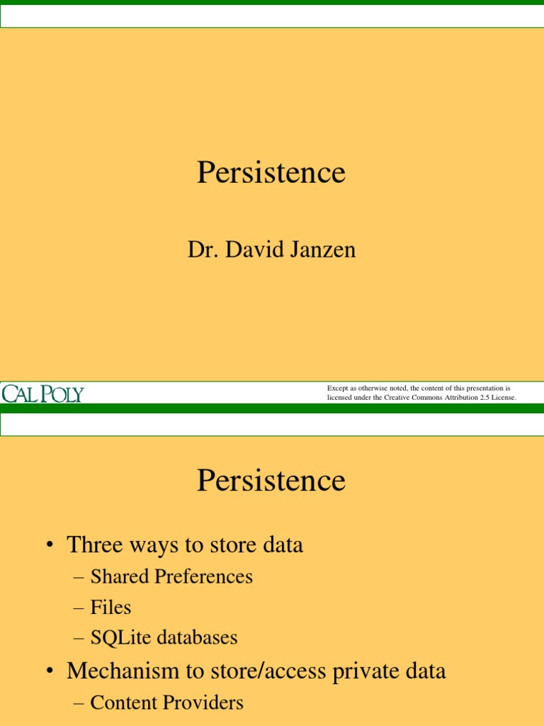 Persistence: Dr. David Janzen | PDF | Databases | Computer Data