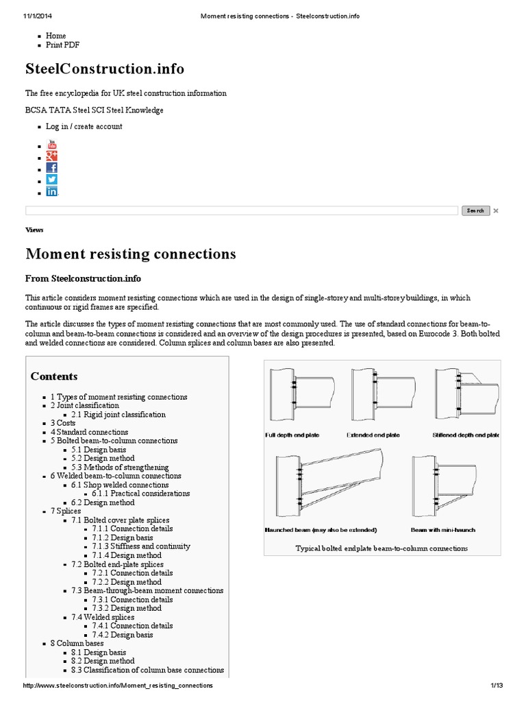 Moment Resisting Connections - Steelconstruction | PDF | Beam ...