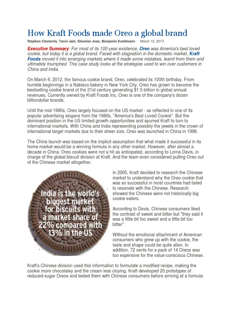 How Kraft Foods Made Oreo A Global Brand | PDF | Kraft Foods Inc | Brand