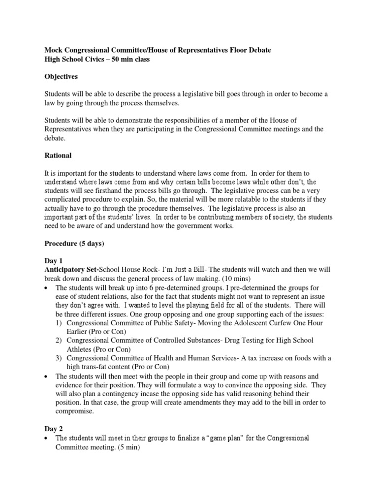 Mock Bill Process Lesson Plan | PDF | Telephone Tapping | United States ...