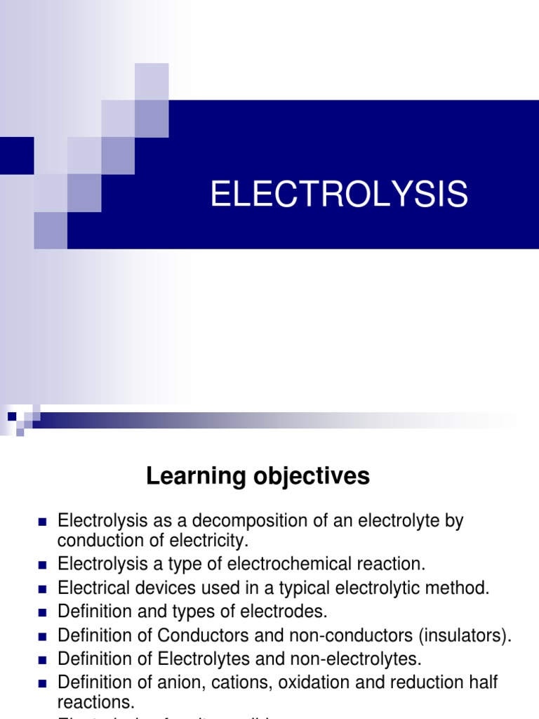 Electrolysis. Olevel Chemistry | PDF | Redox | Electrochemistry